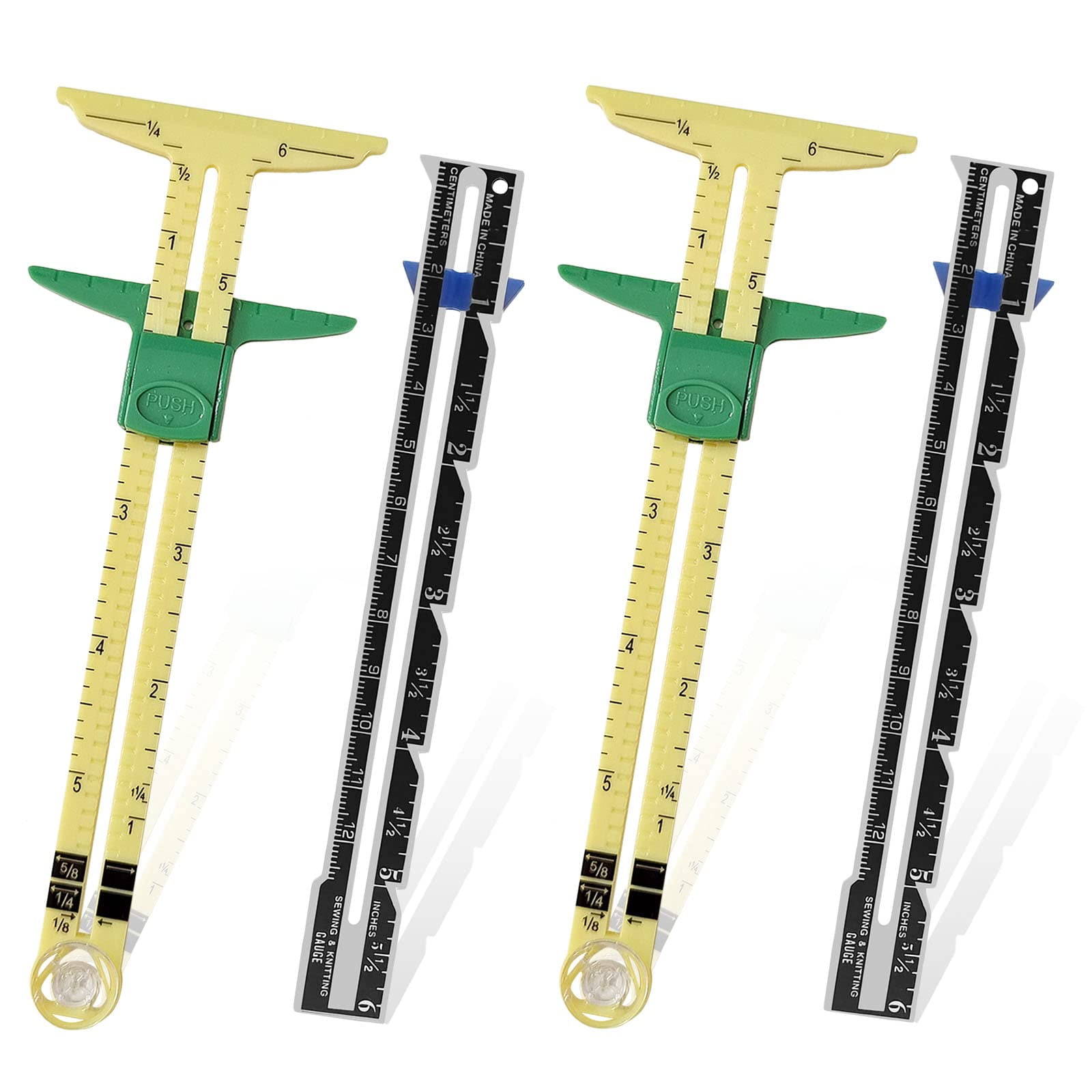 YEQIN 4 Pieces Sewing Gauge Sewing Measuring Tool, 5-in-1 Sliding Gauge Measuring Sewing Ruler ...