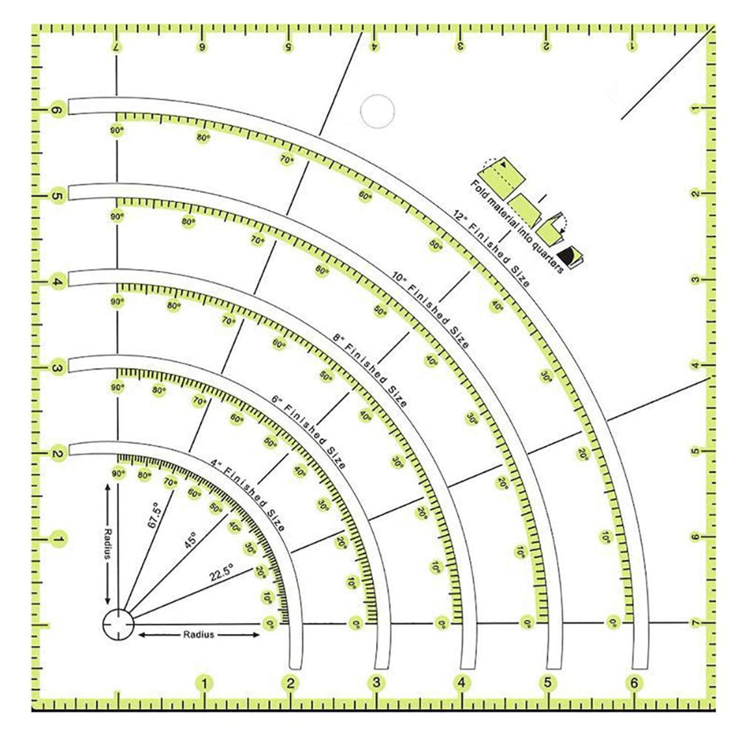 YEQIN Acrylic Quilting Ruler, ”8X 8" Multifunctional Arcs & Fans Quilt ...