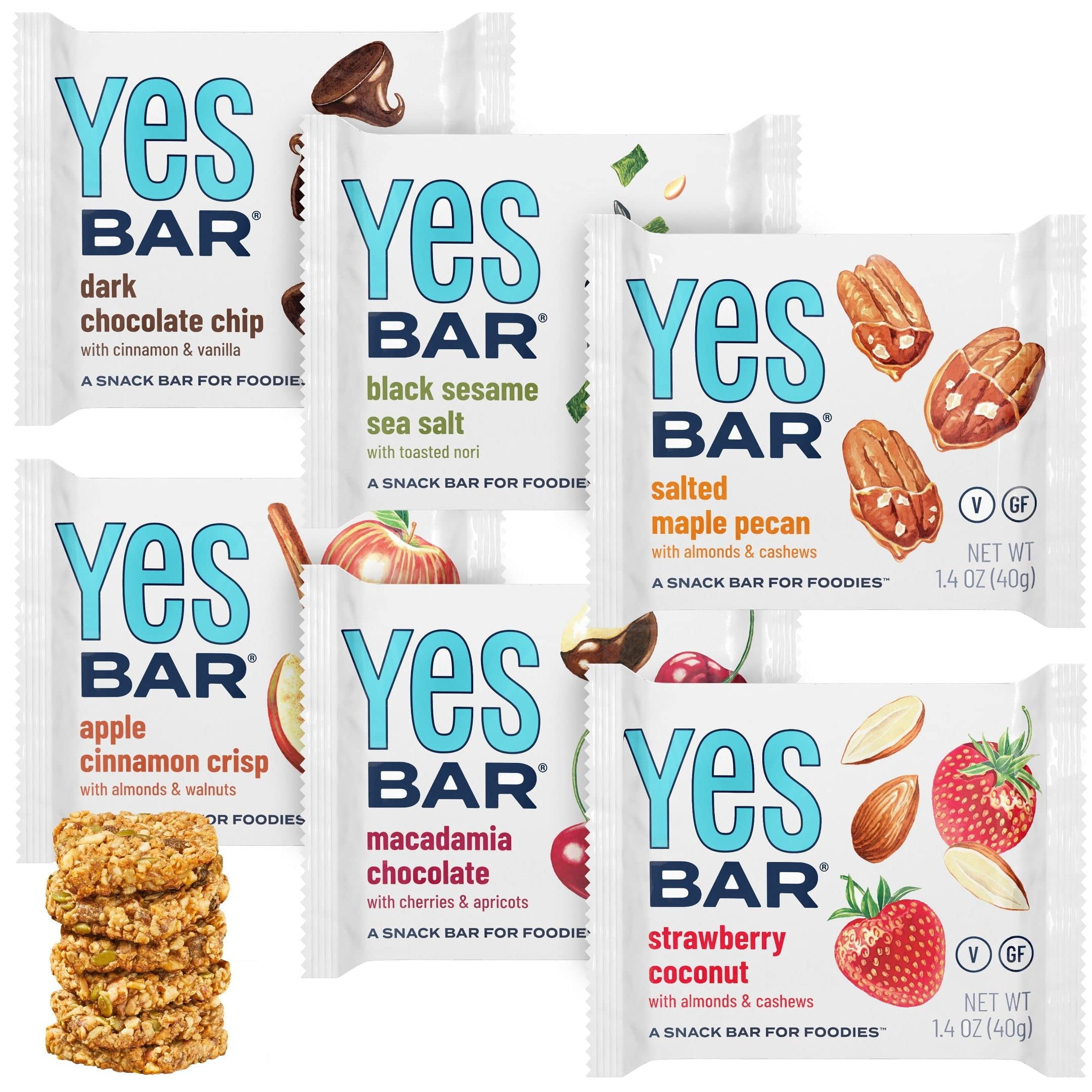 The YES Bar - Six HYZ01 Flavor Variety Pack - Based Protein, Decadent Snack Bar - Vegan, Paleo ...