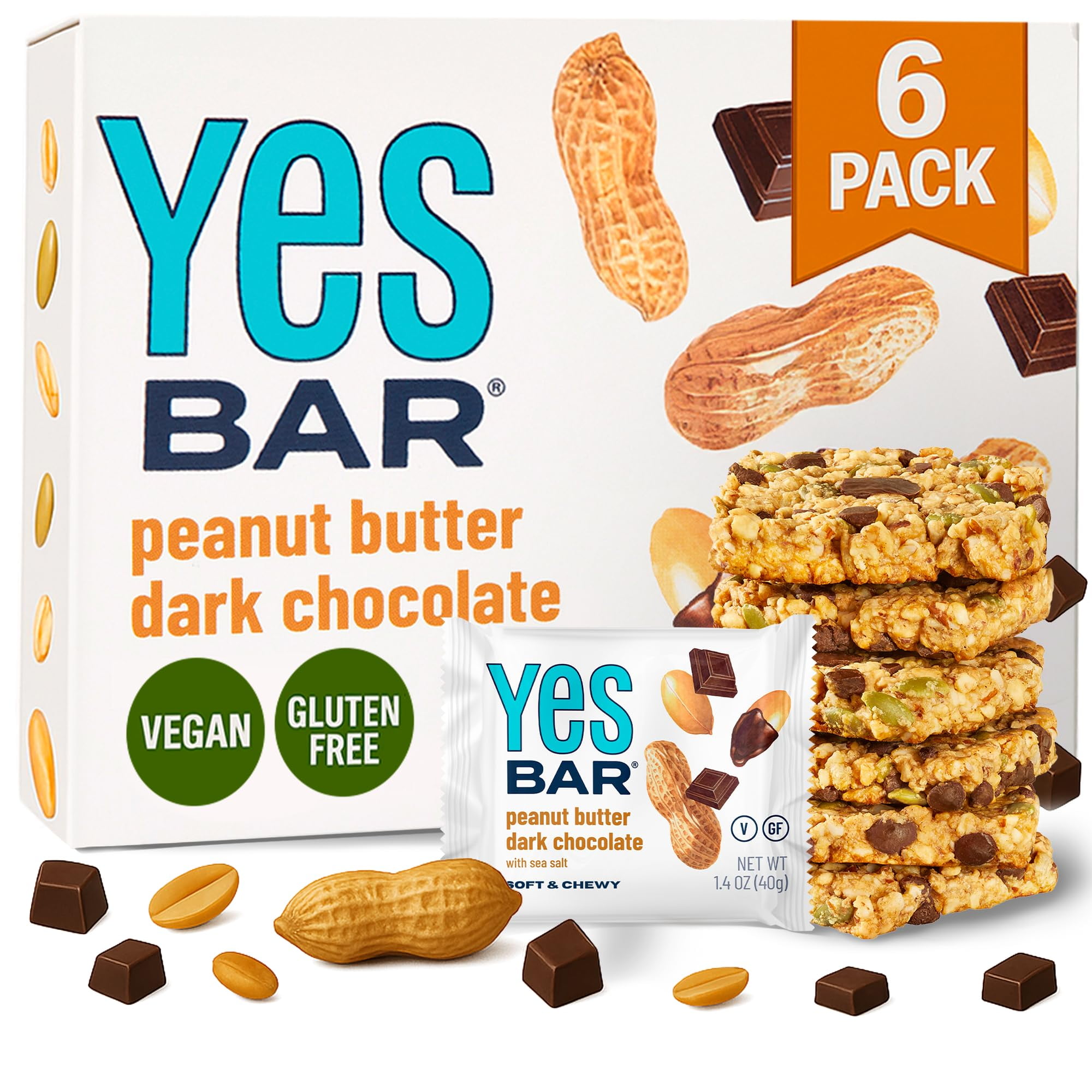 The YES Bar Peanut ESF27 Butter Dark Chocolate - Plant Based Protein ...