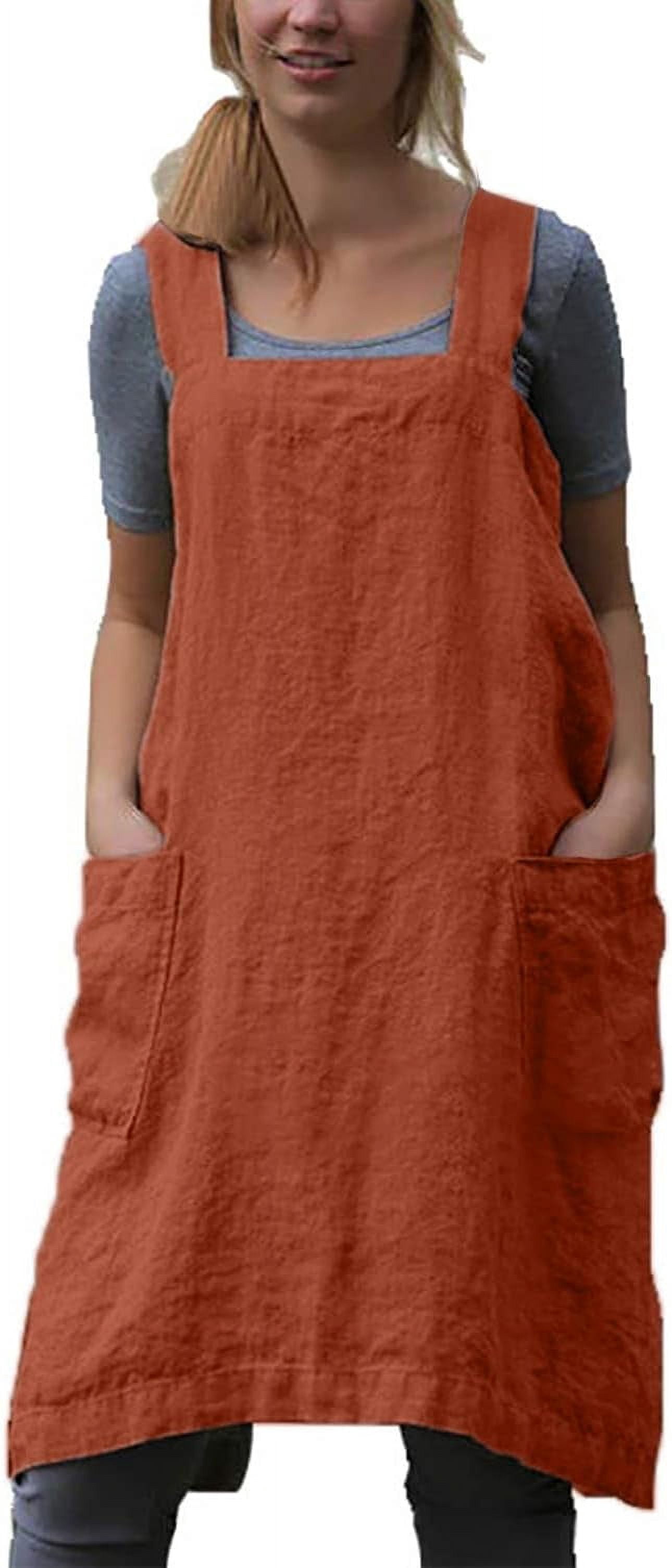 YESDOOD Cotton Linen Apron Cross Back Apron for Women with Pockets ...
