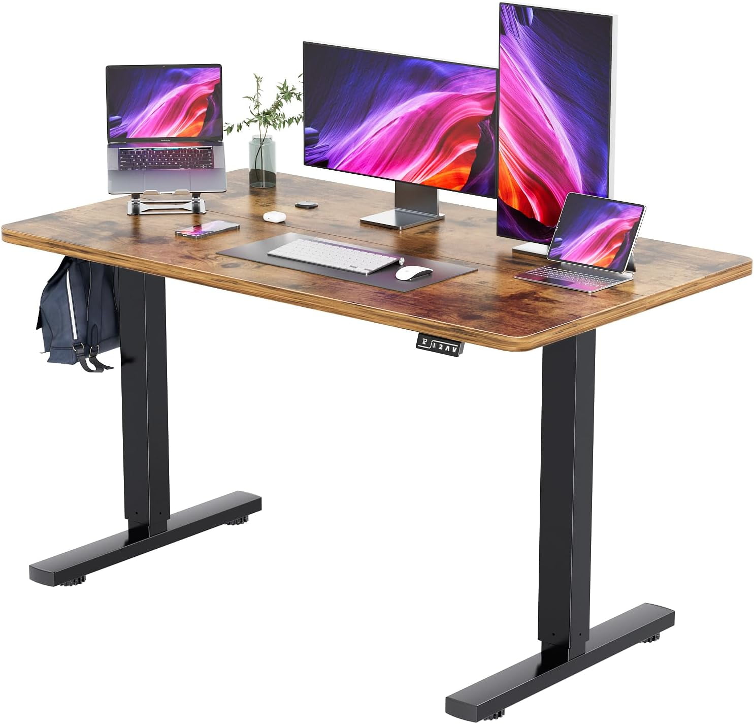 YESHOMY Height Adjustable Electric Standing Desk, 55 inch Computer ...