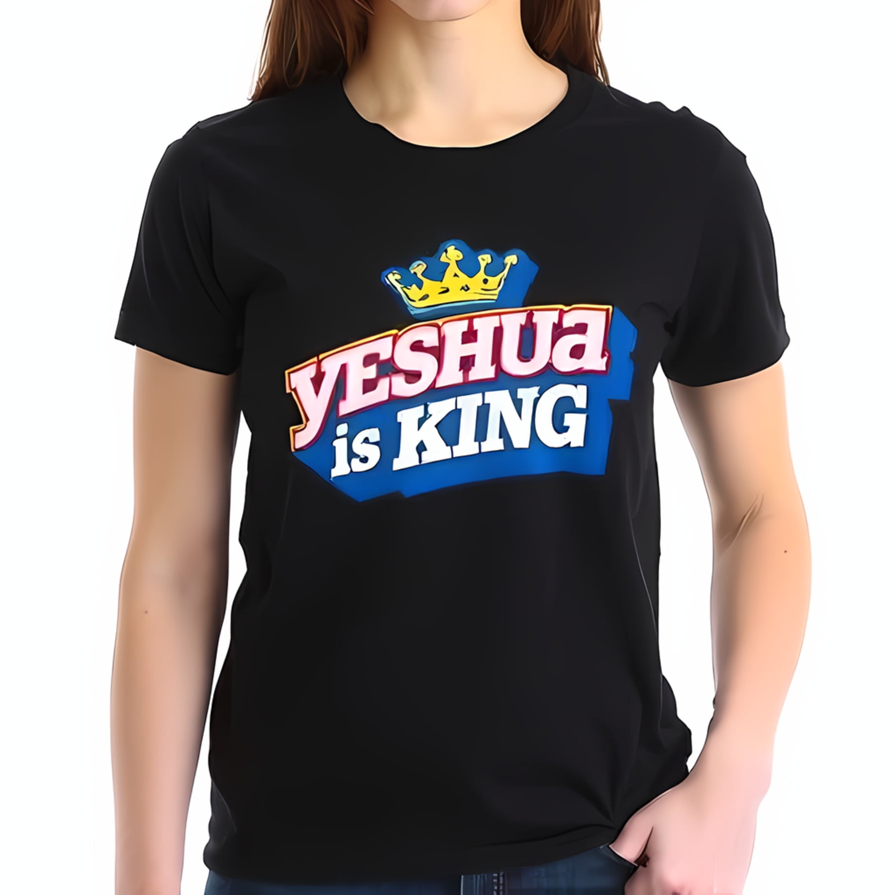 YESHUA is KING Graphic Cotton Short Sleeve T-Shirt with Bold Yellow ...