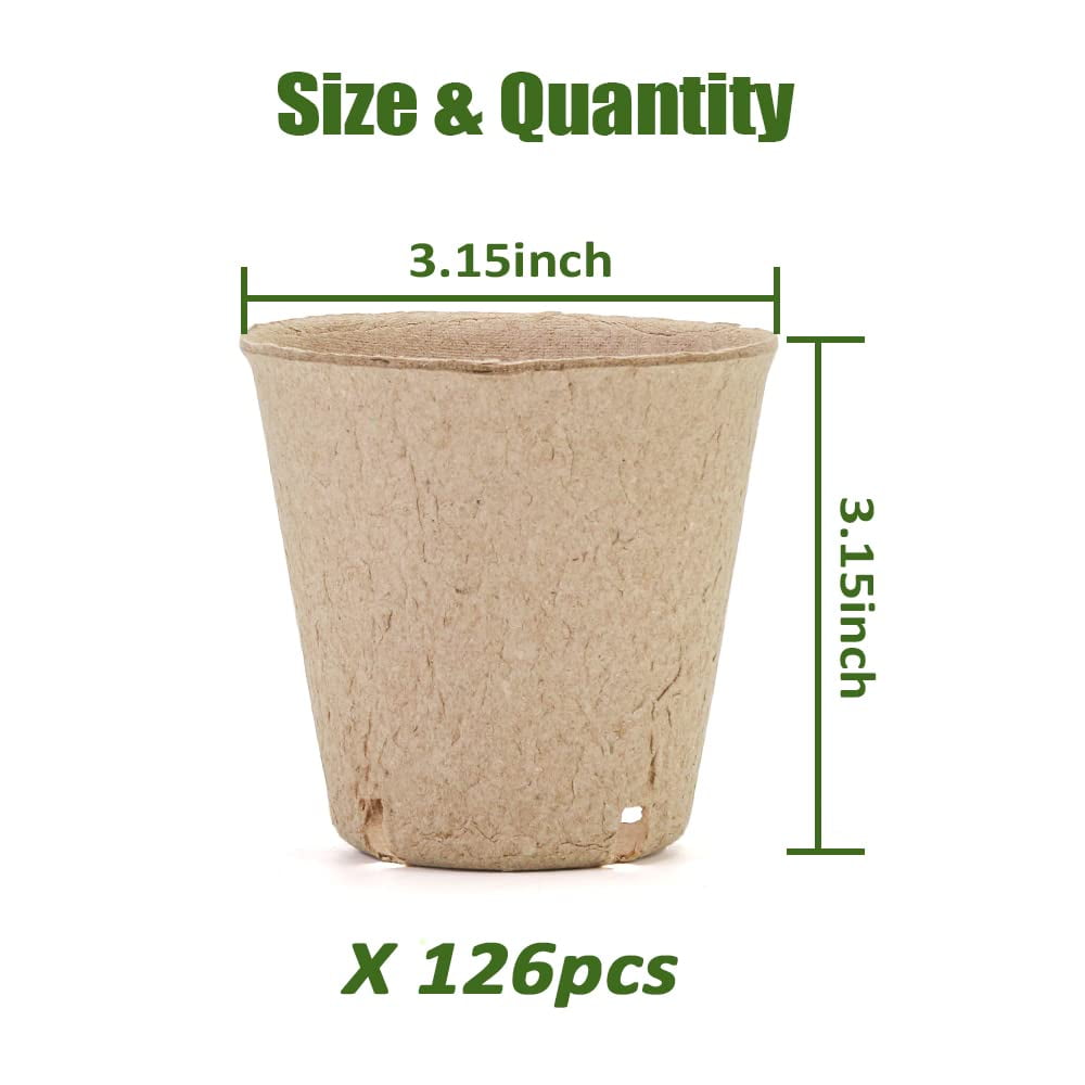 YESIACE Peat Pot, AJH3 126 Packs 3.15 Inch Seed Starting Pots with ...