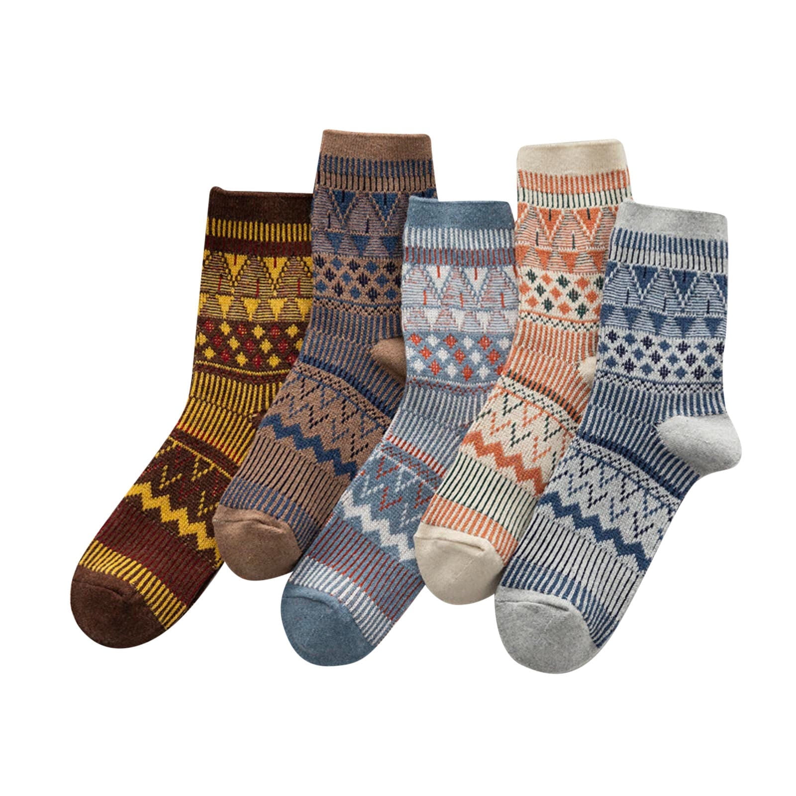 YESIMOLA 5 Pairs Socks of Wool Socks Vintage Winter Warm Wool Socks ...