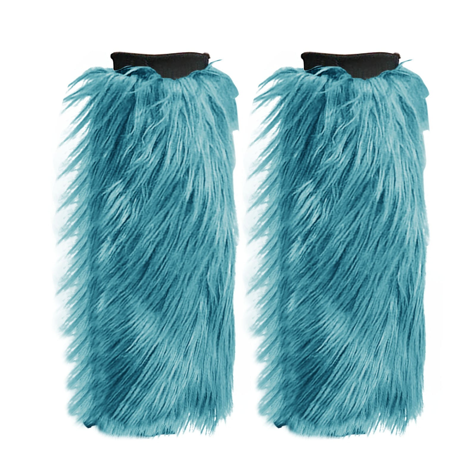 YESIMOLA Fuzzy Faux Fur Leg Warmers Black Soft Fashion Warm Womens Fur ...