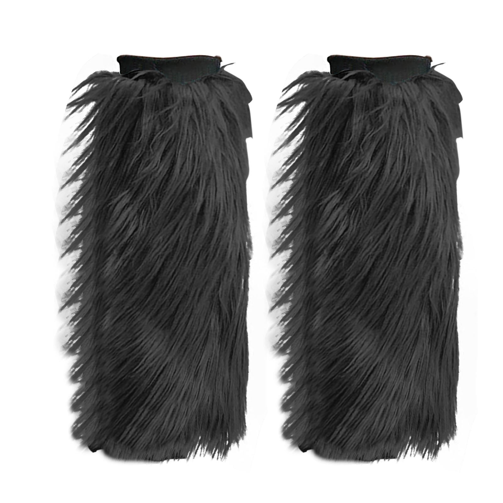 YESIMOLA Fuzzy Faux Fur Leg Warmers Black Soft Fashion Warm Womens Fur ...
