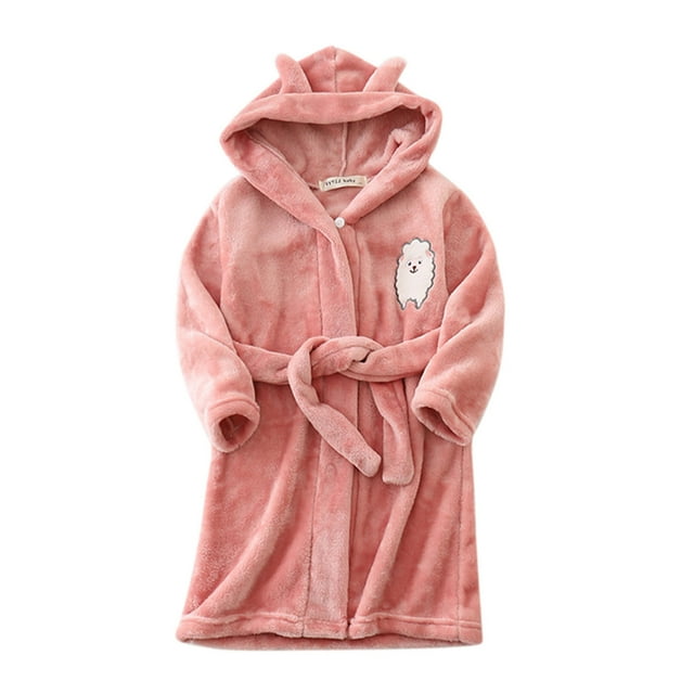 YESIMOLA Hooded Fleece Robes Kids Hooded Bathrobe Warm Solid Cartoon ...