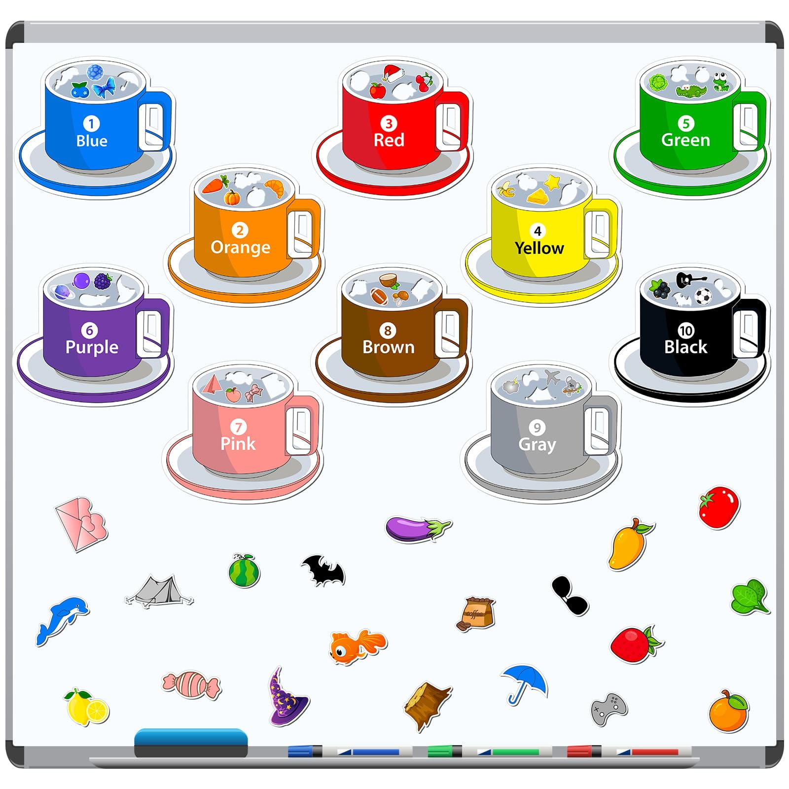 YESMET 10 PCS Magnetic AIF4 Color Sorting Set Cute Cartoon Cup Early ...