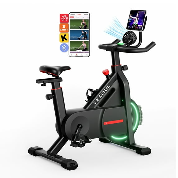 YESOUL C1EV Self-Powered-Fan Exercise Bike with Dynamic LED Light ...
