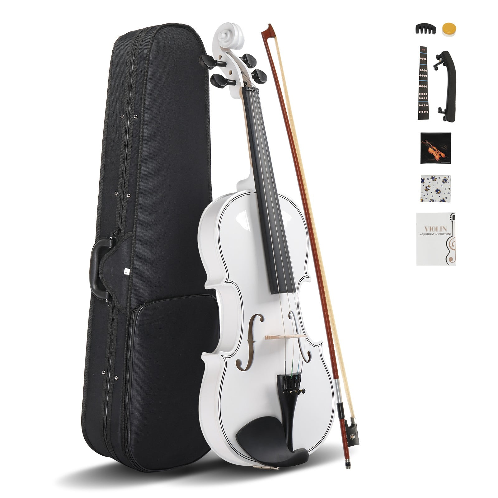 YESSW Glarry 4/4 Full Size Acoustic Violin with Bow Rosin and Hard Case ...