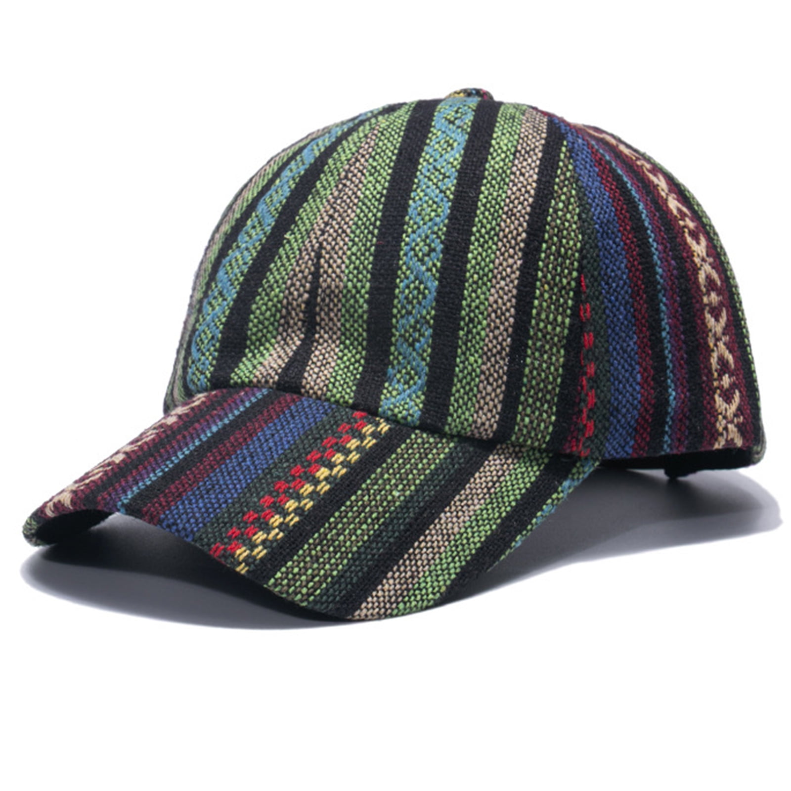 YESTUNE Vintage Baseball Cap Boho Striped Peaked Cap Ethnic Style Sun ...