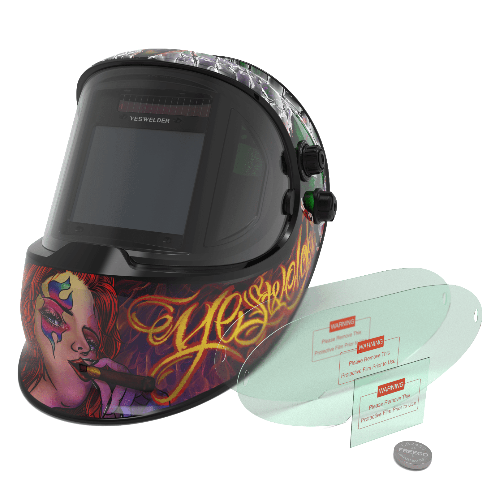YesWelder Auto-Darkening Welding Helmet with Side View and True Color ...