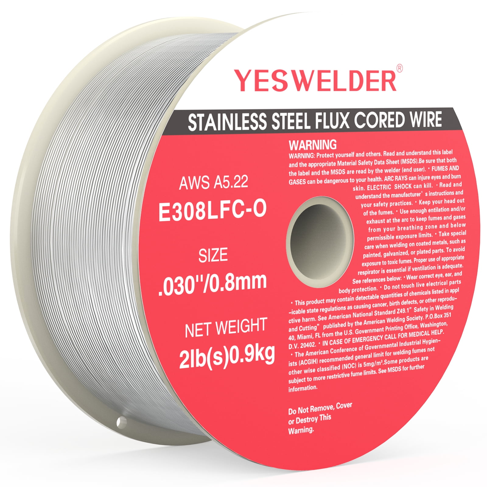 YESWELDER E308LFC-O .030" Stainless Steel Flux Core Welding Wire - 2 LB ...