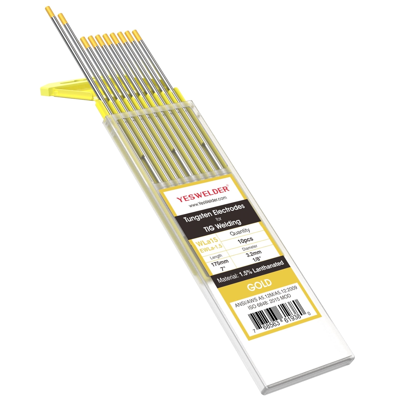 YESWELDER Gold TIG Welding Tungsten Electrodes (10-Pack) - 1.5% ...