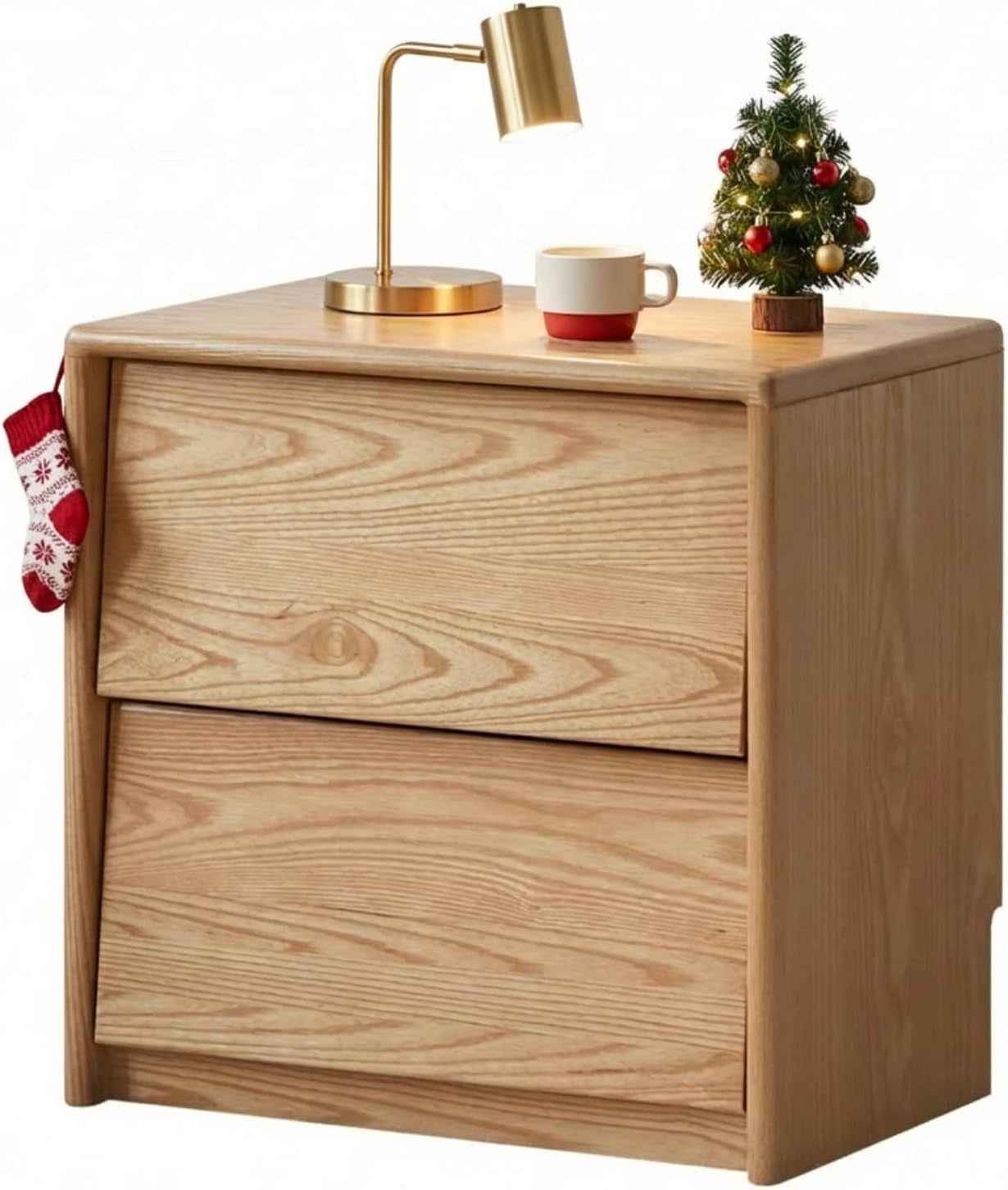 YESWOOD 100% Solid Wood Nightstand, Oak Nightstands with Slanted ...