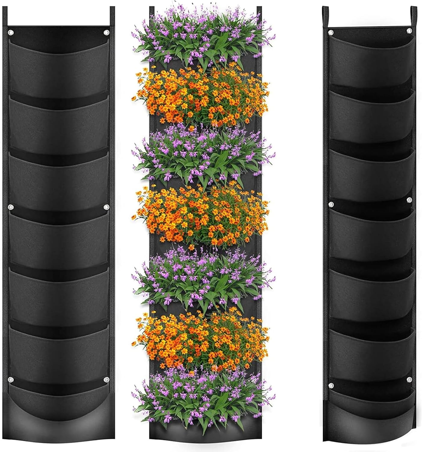 YEXJ 2 Pack Hanging Vertical Wall Planter 7 Pockets Upgraded Deeper ...