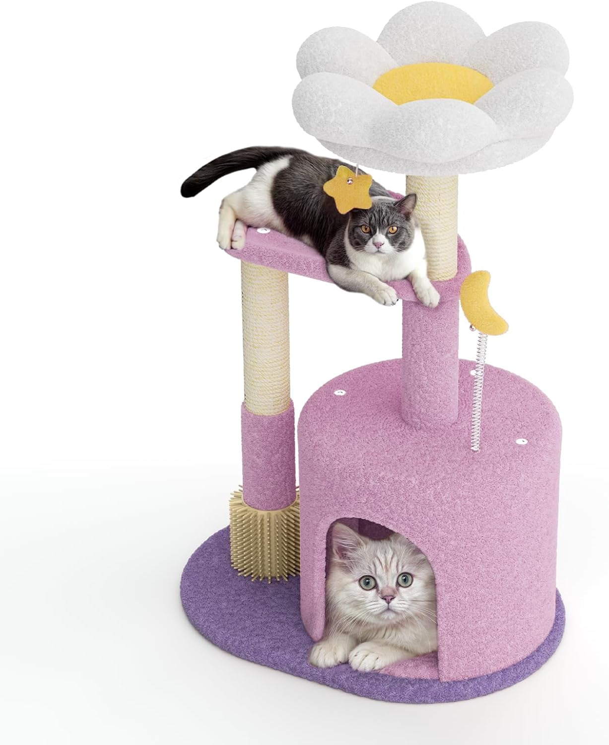 YEXJ 33" Flower Cat Tree for Indoor Cats, Compact Cat Tower with Condo ...