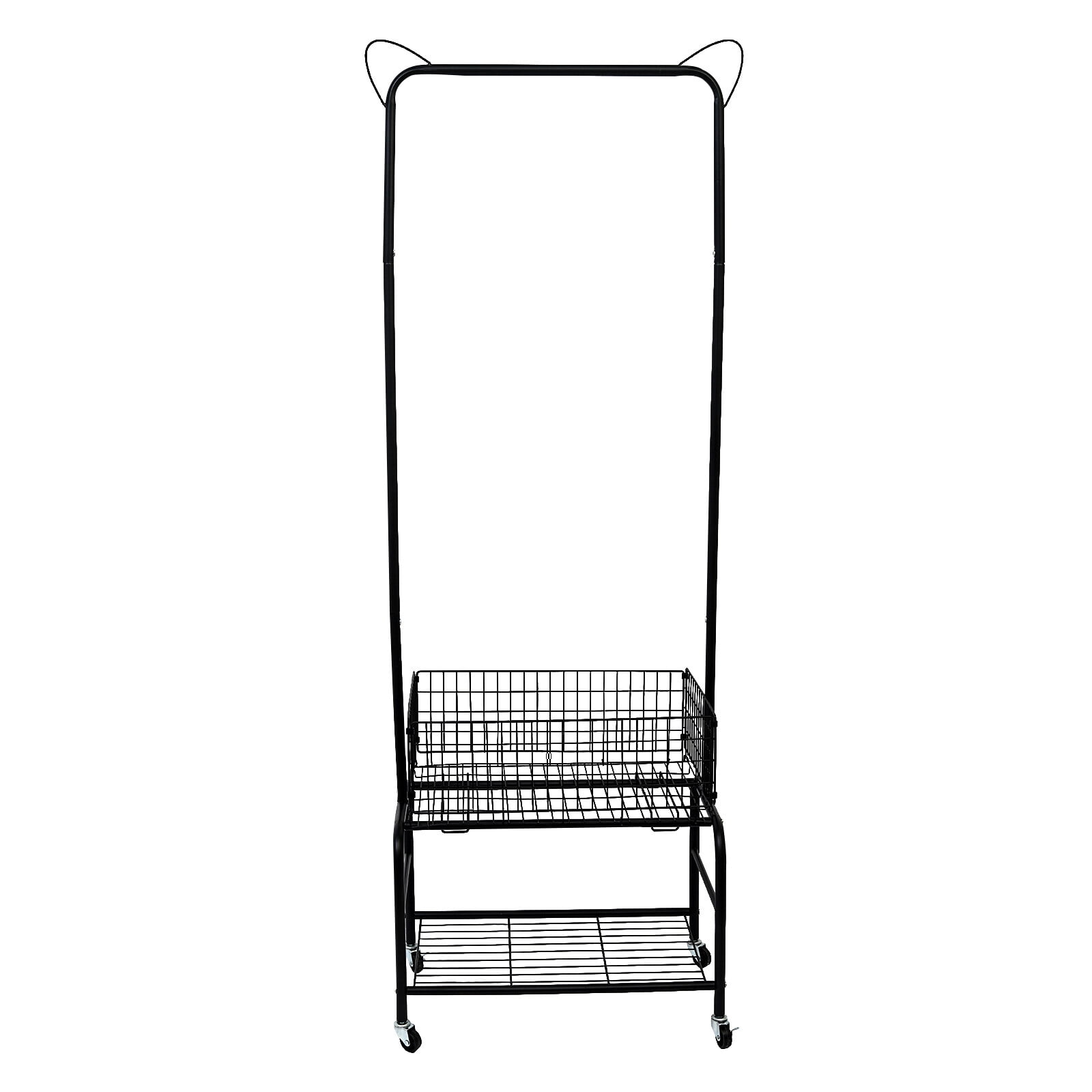 YEXJ 3in1 Collapsible Rolling Heavy Duty Clothing Garment Rack Storage ...