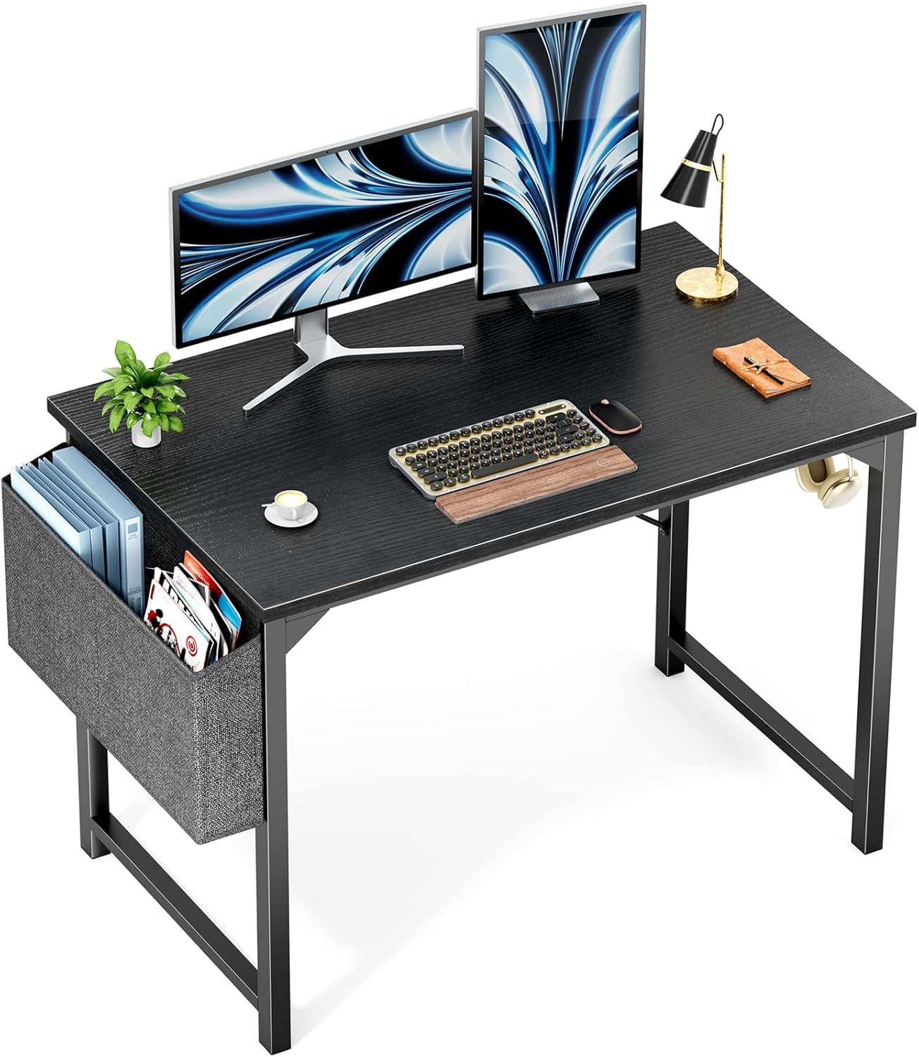 YEXJ 40 inch Computer Desk with Storage Bag and Headphone Hook for ...
