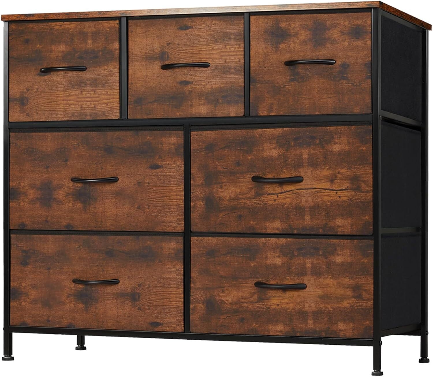 YEXJ Brown 7 Drawers Dresser Bedroom Fabric Chest of Drawers Organizer ...
