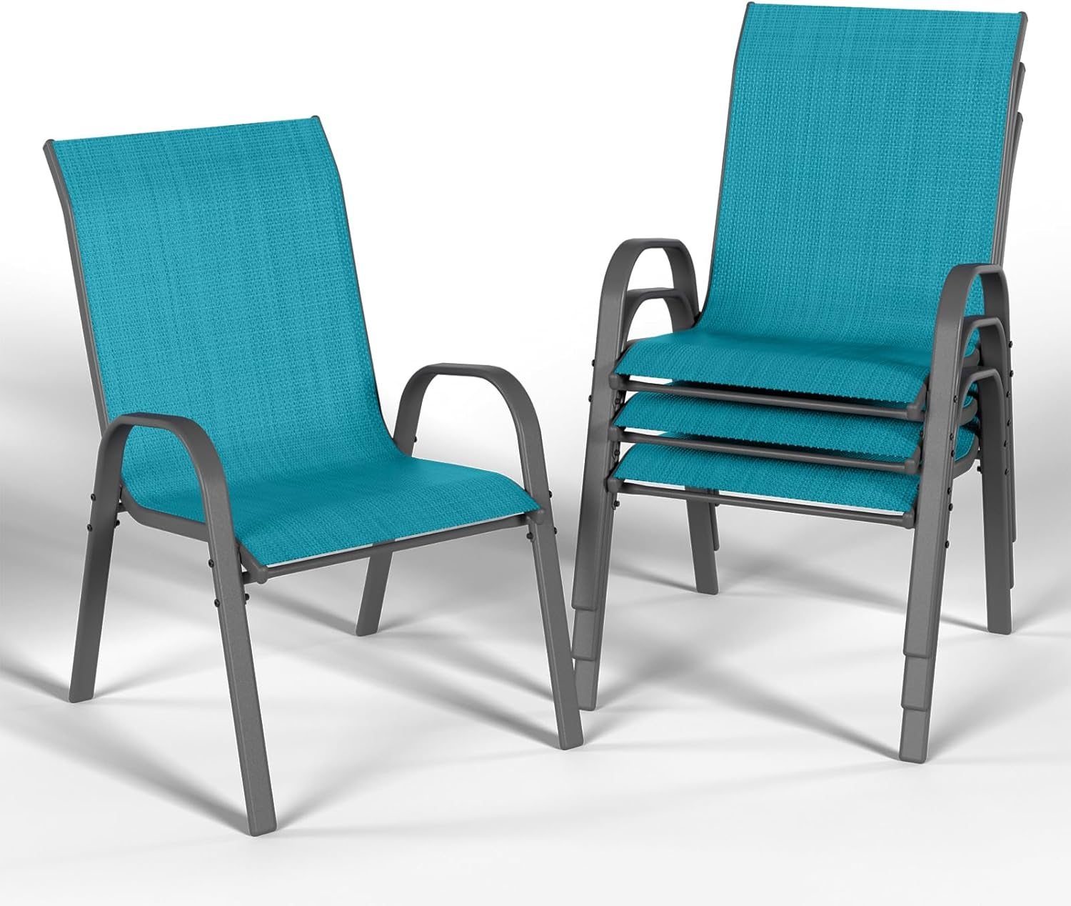 YEXJ Patio Dining Chairs Set of 4, Outdoor High Stacking Chairs for All ...