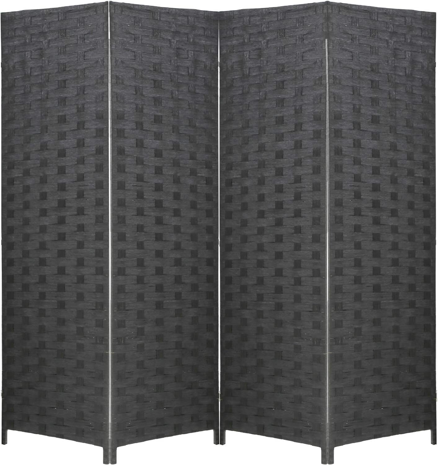 YEXJ Room Divider Wood Screen 4 Panel Wood Mesh Woven Design Room ...