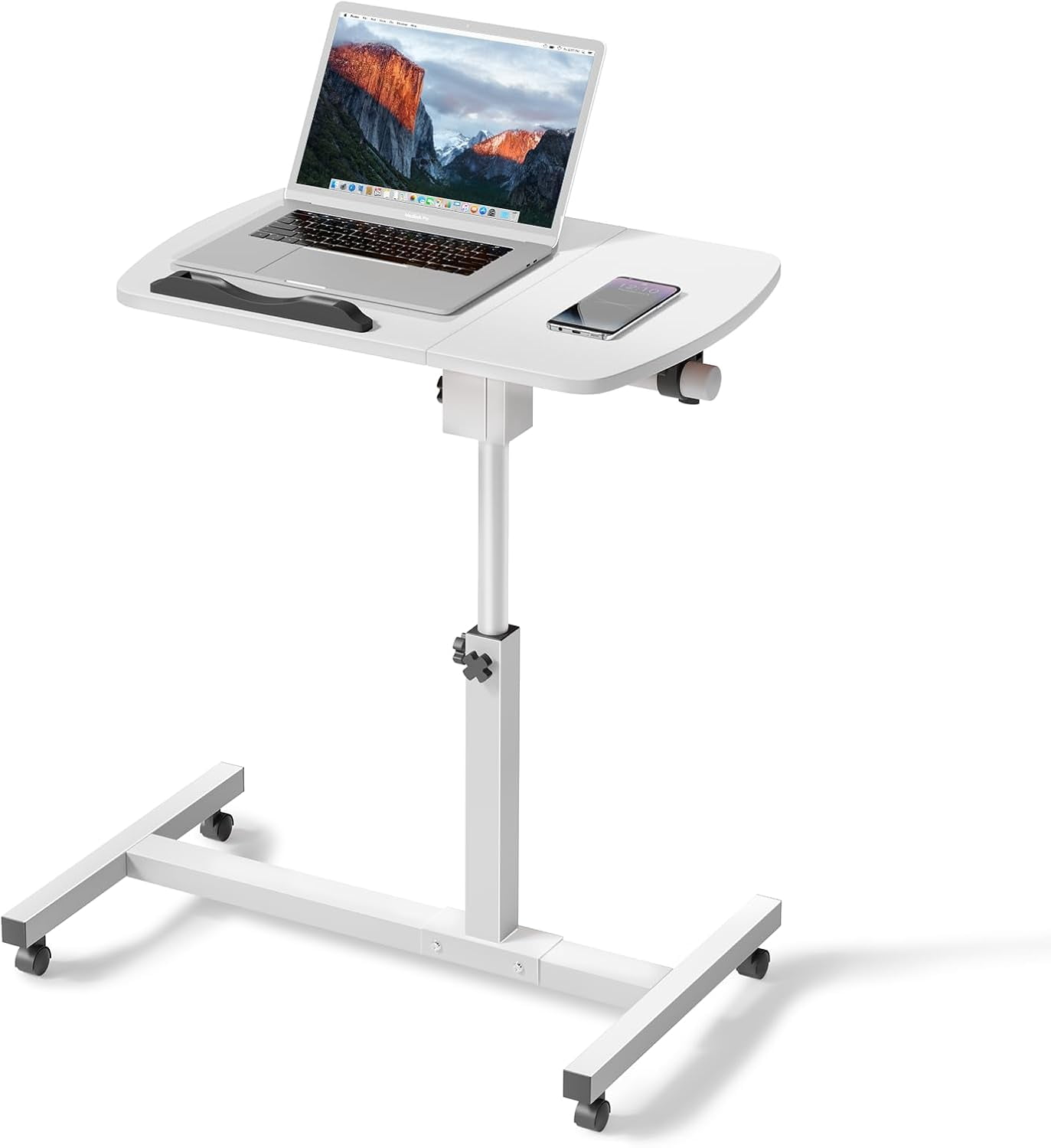 YEXJ Tilting Overbed Table – Height Adjustable Laptop Desk with Wheels ...