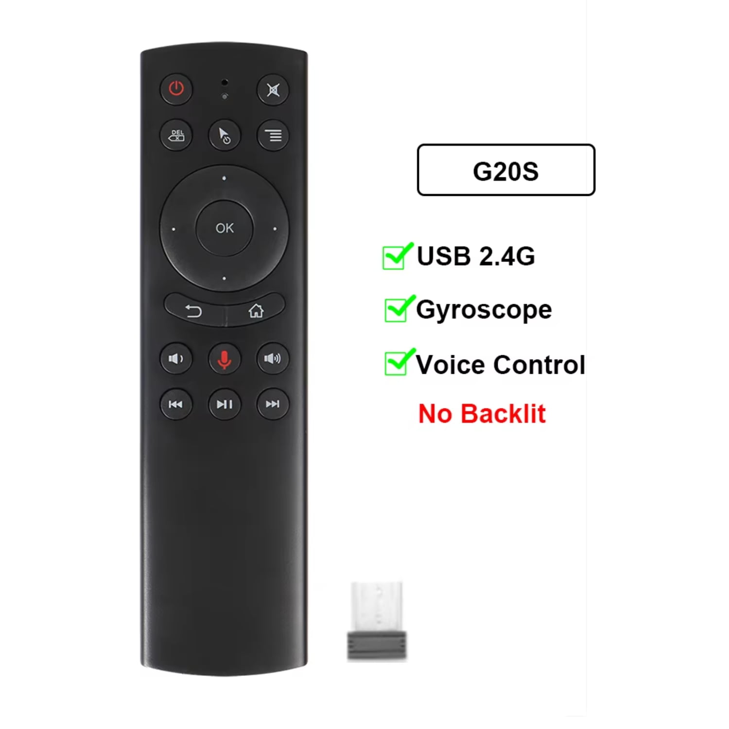 YEYNGQC G20 Plus Smart Voice Remote Control 2.4G Wireless Backlit BT5.0 Air Mouse Gyroscope IR ...