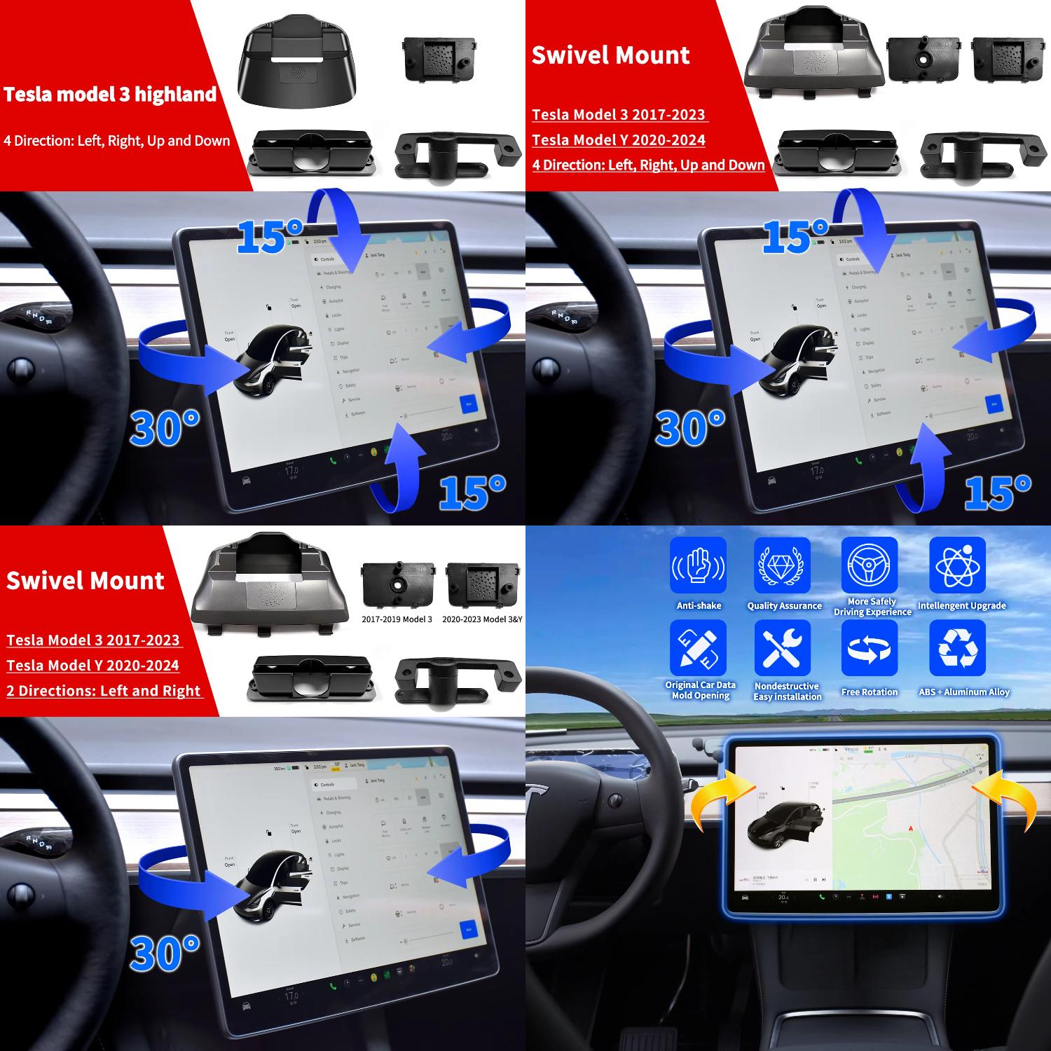 YEYNGQC Model Y swivel Mount Model 3 highland Tilt Rotating bracket Kit ...