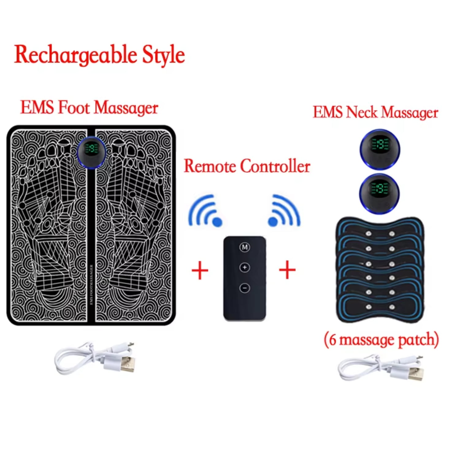 YEYNGQC Remote EMS Foot Massager Pad Portable Muscle Stimulation ...