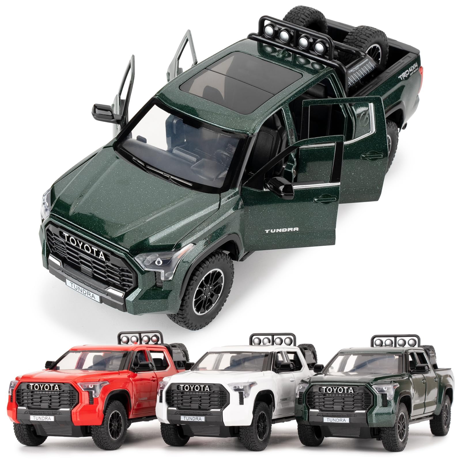 YEYUN 1:24 Tundra Off-Road Pickup Car Model, Pull Back Diecast Truck ...