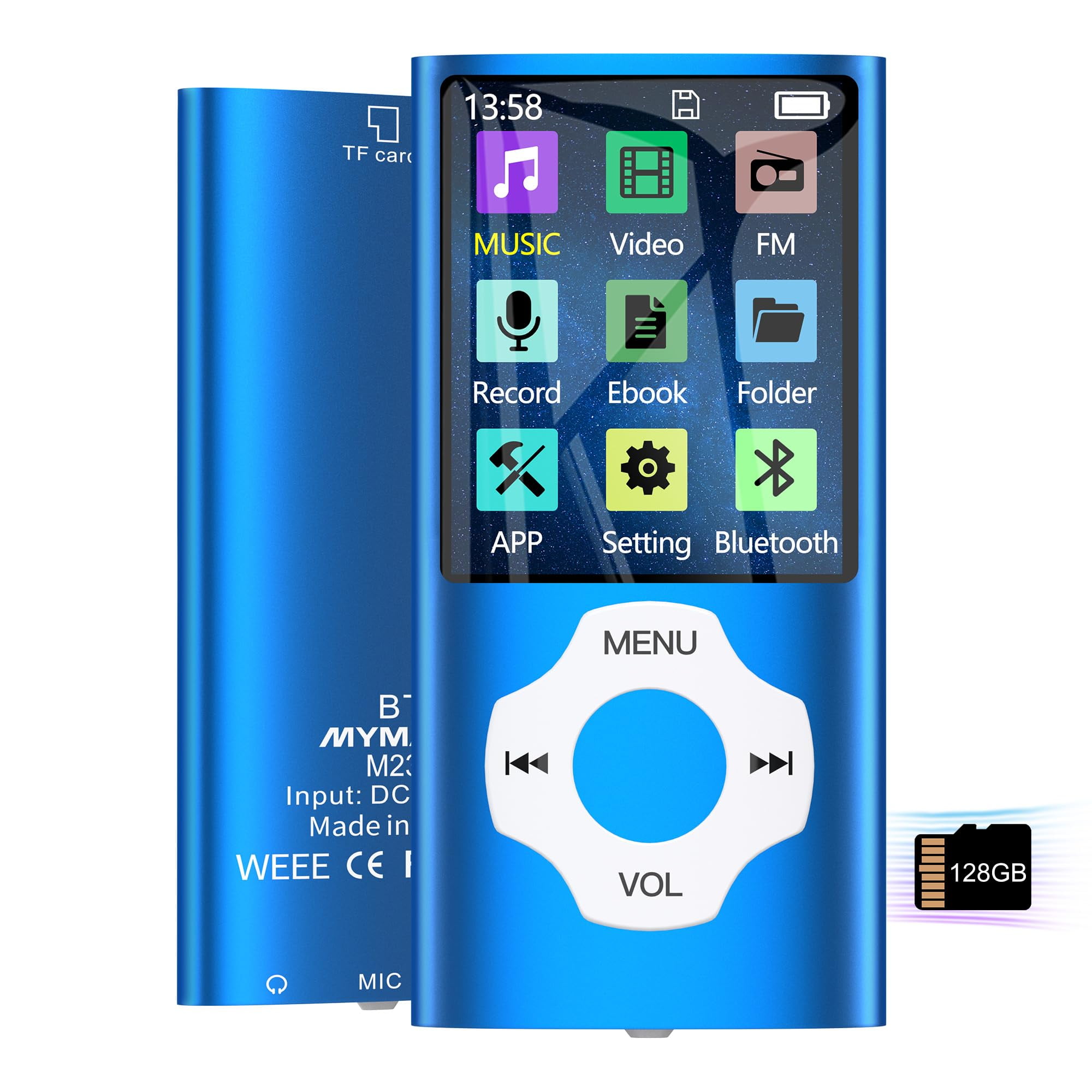 YEYUN 128GB MP3 Player with Bluetooth 5.2,LCD Screen Music Player Up to ...