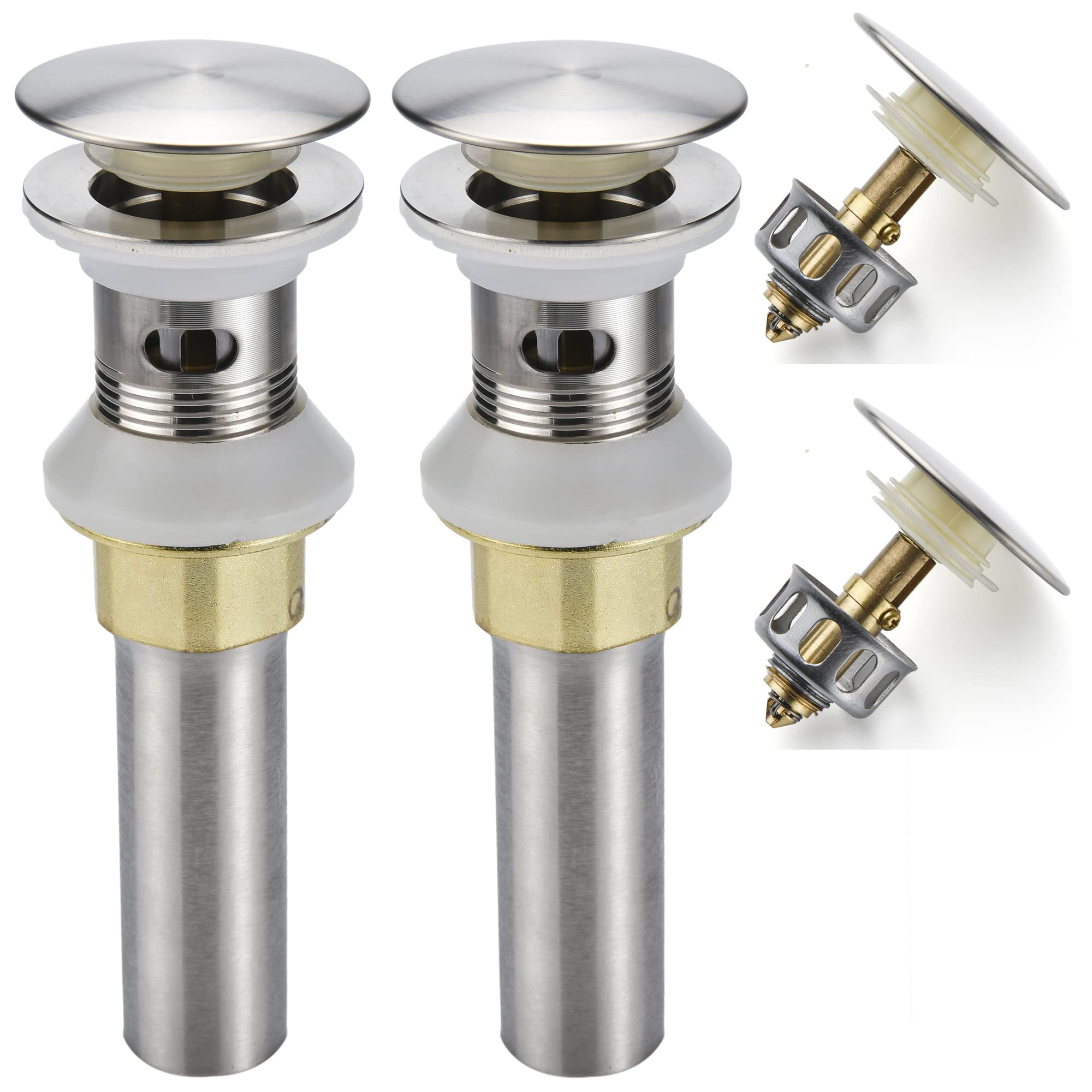 YEYUN 2-pack bathroom sink drains. For sinks without overflow. Pop-up drains with detachable ...