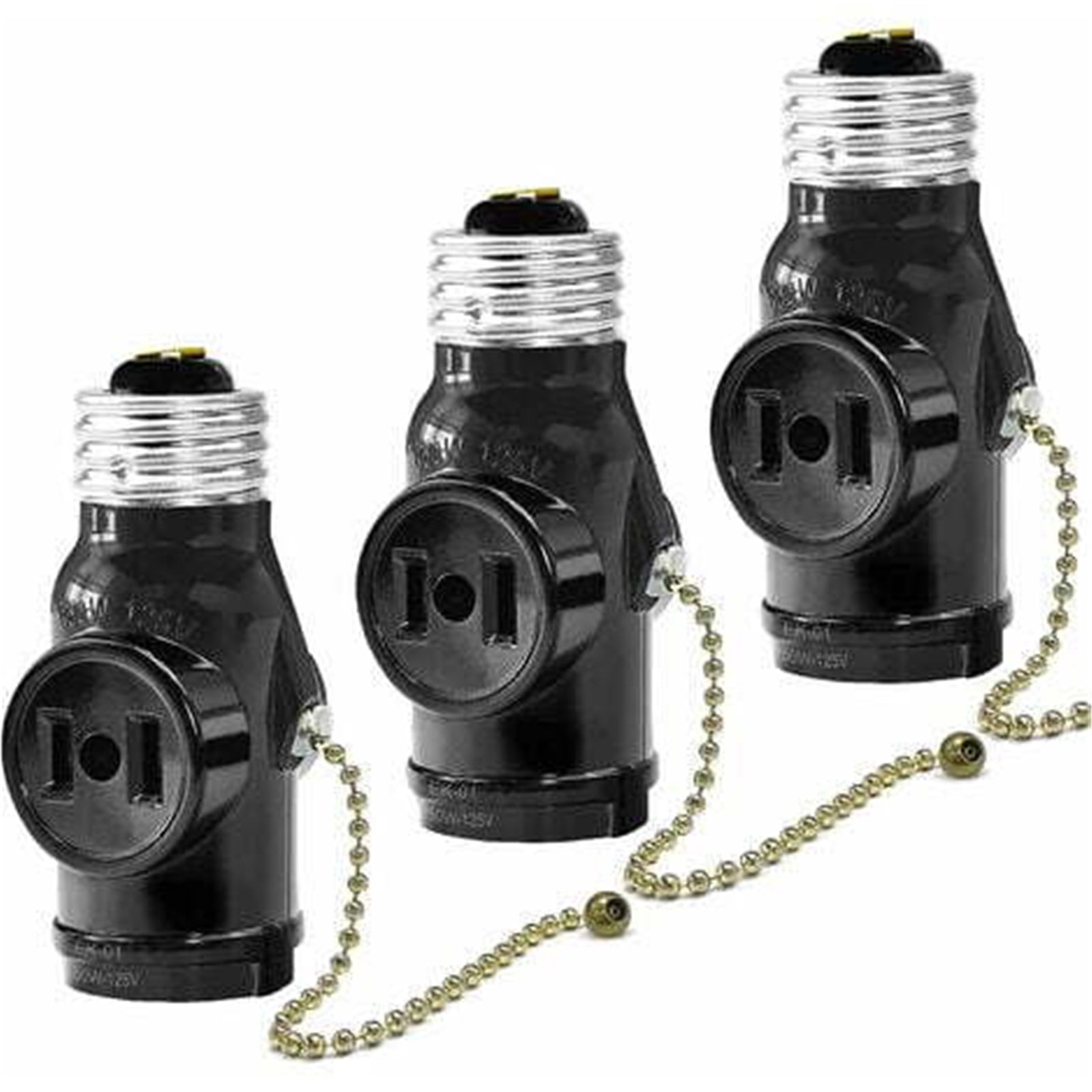 YEYUN 3 Pack E26 Light Socket Adapter - UL Listed Adapter, Pull Chain ...