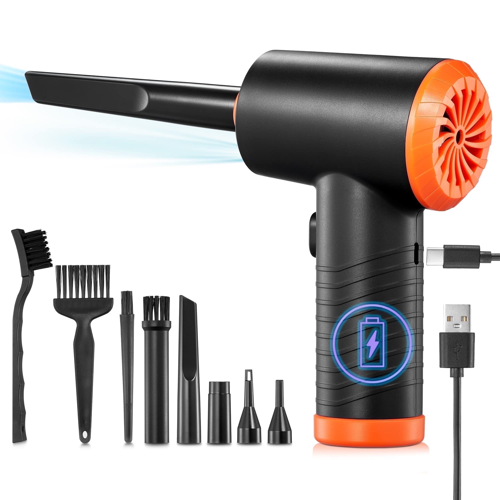 YEYUN Compressed Air Duster - Cordless 91000RPM Blower with LED Light ...