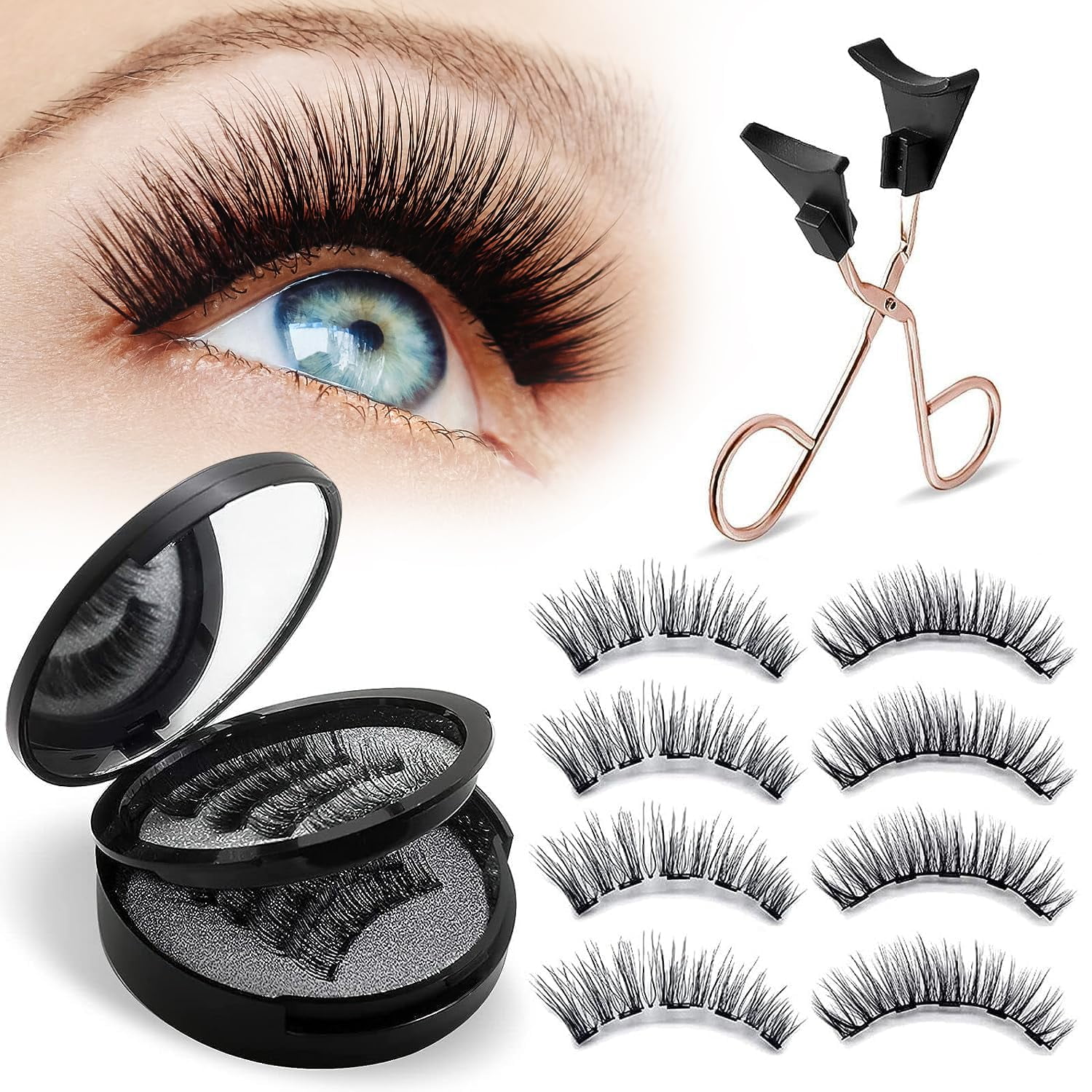 YEYUN Magnetic Eyelashes, Natural Look False Eyelashes with Applicator ...