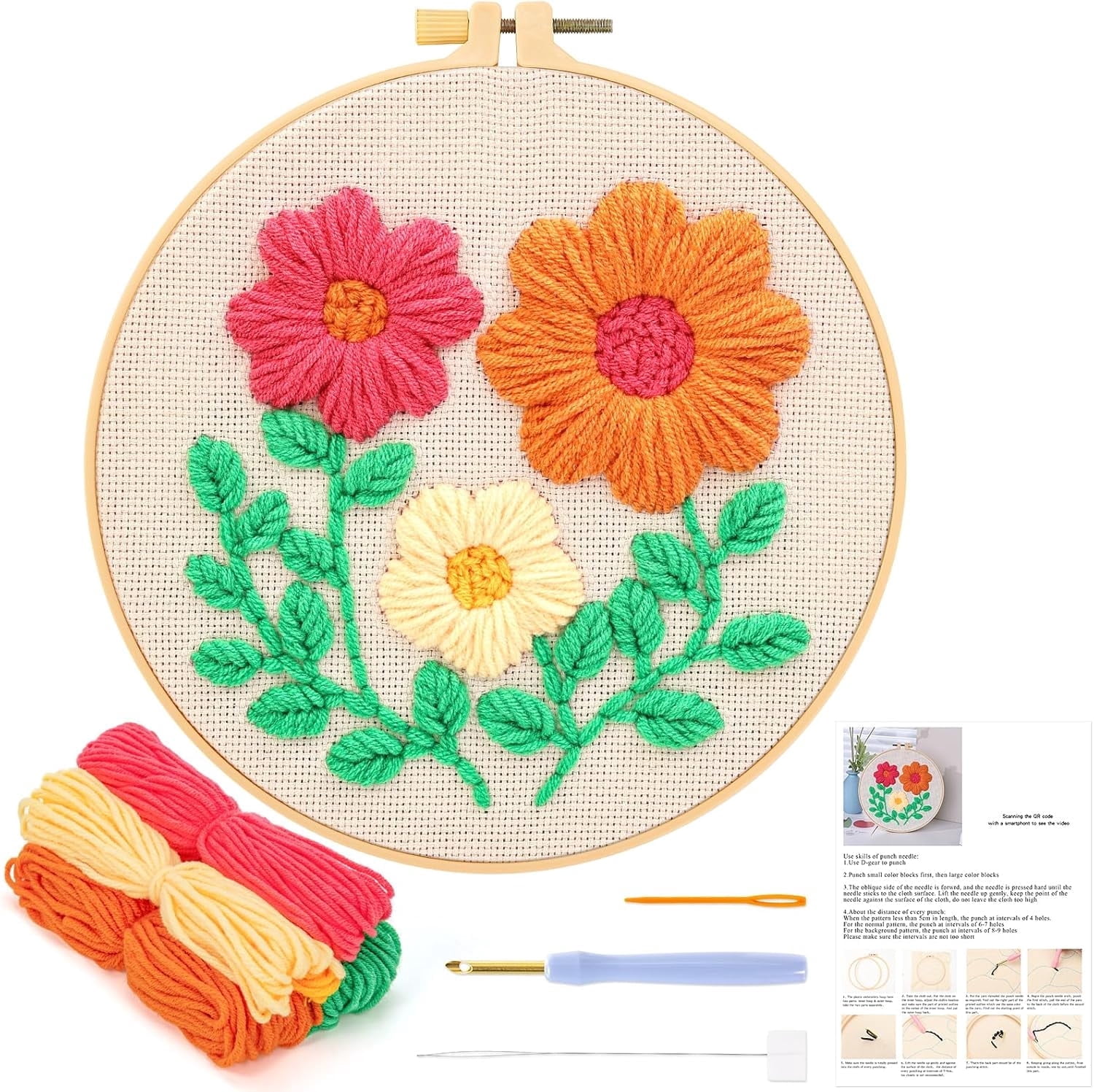 YEYUN Punch Needle Embroidery Starter Kits with Pattern for Kids Adults ...