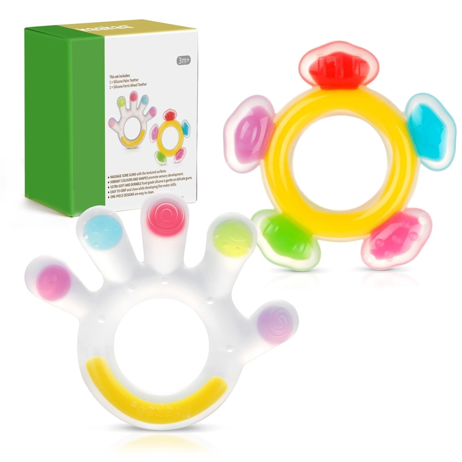 YEYUN Silicone Teether Combo - Baby Freezer Teething Toy - Soft Cold ...