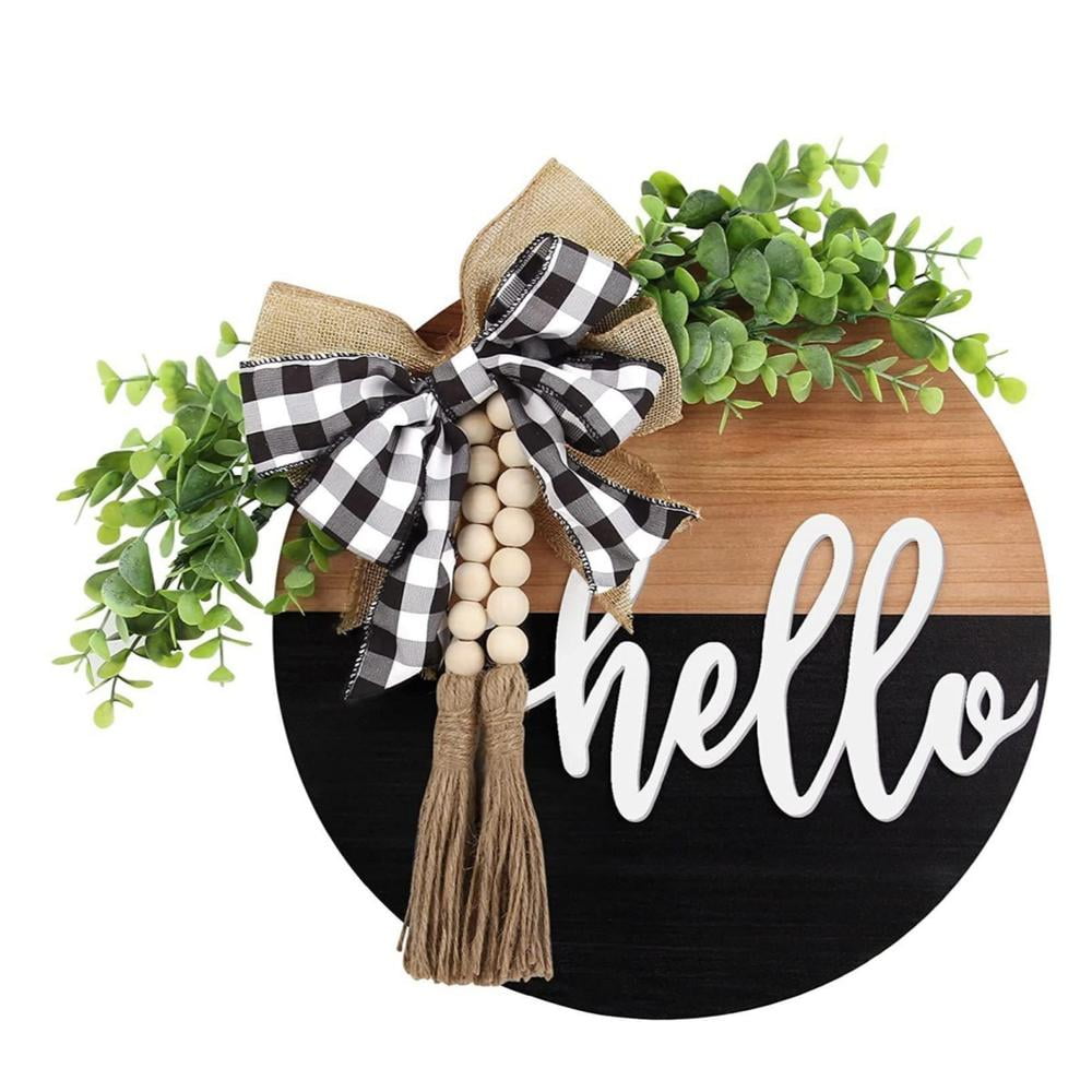 IKOMMI Front Door Welcome Sign, Round Wooden Hanging Sign, Farmhouse ...