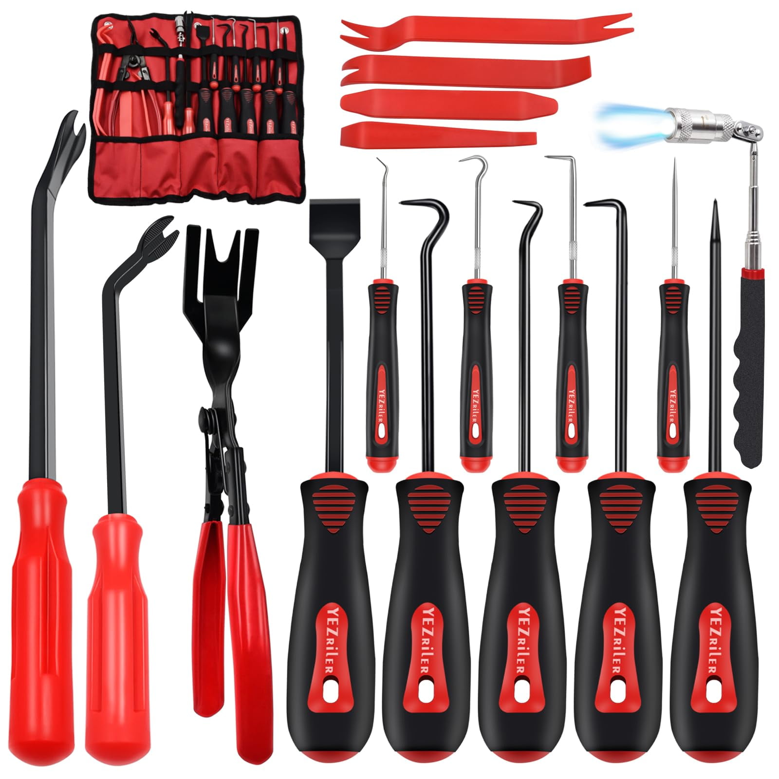YEZriler 17 Pcs Mechanic RRF12 Hook Pick Tool and Auto Trim Removal ...