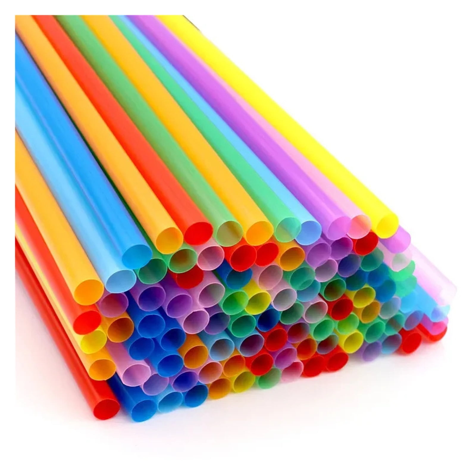 YEjing 100PCS Colorful Plastic Disposable Large Drinking Straws For ...