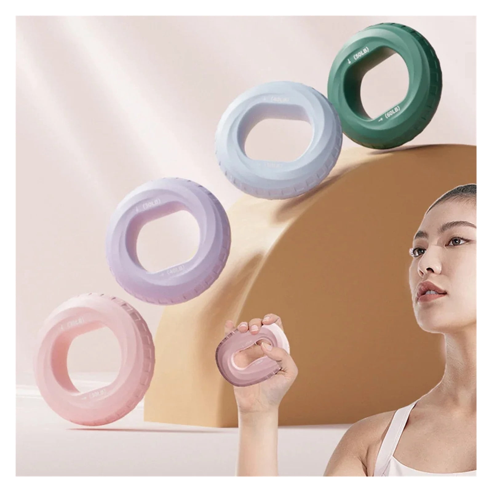 YEjing Silicone Hand Grip Strengthener 20-80LB Gripping Ring Finger ...