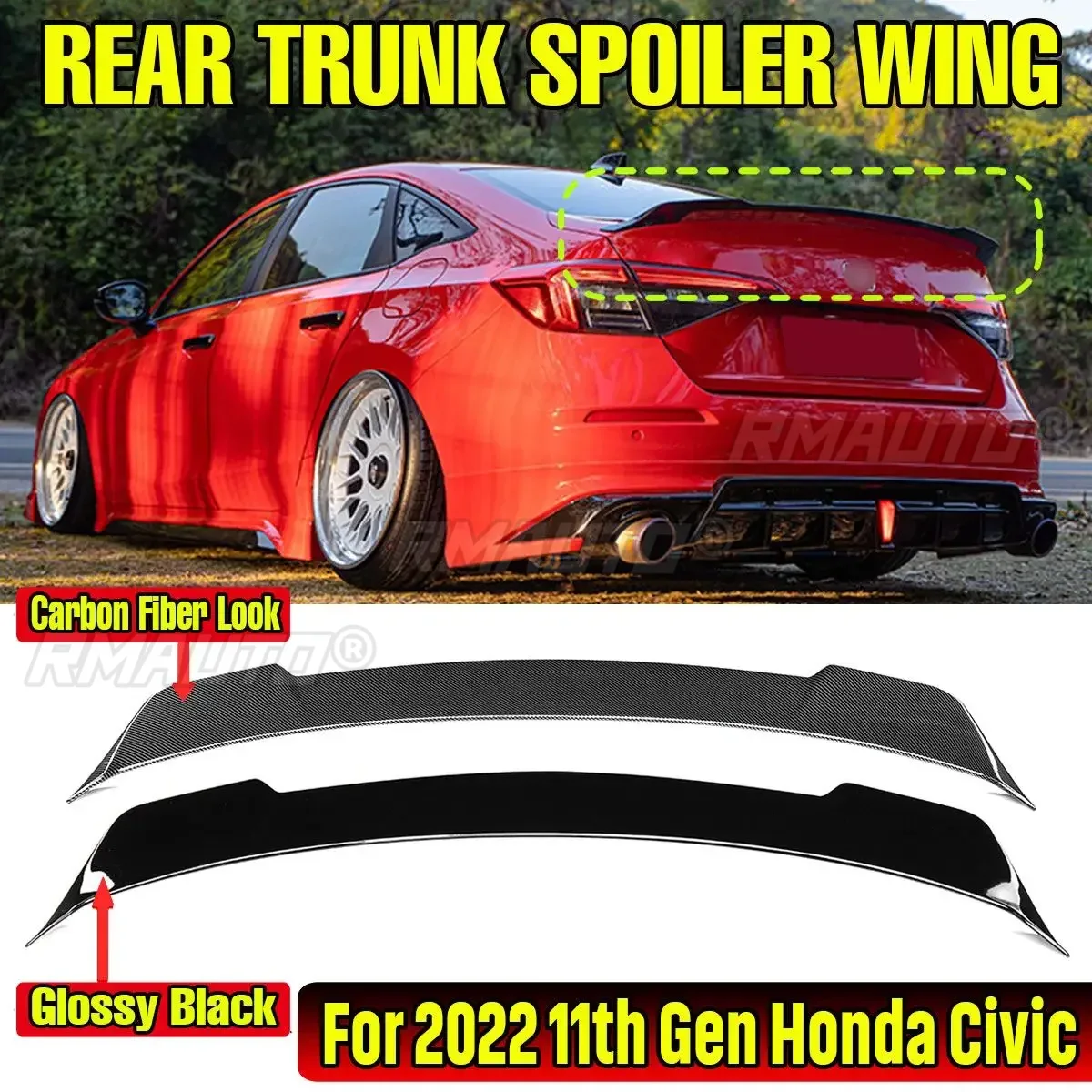 YF Style Car Rear Trunk Spoiler Lip Boot Wing Lip For Honda Civic 11th ...
