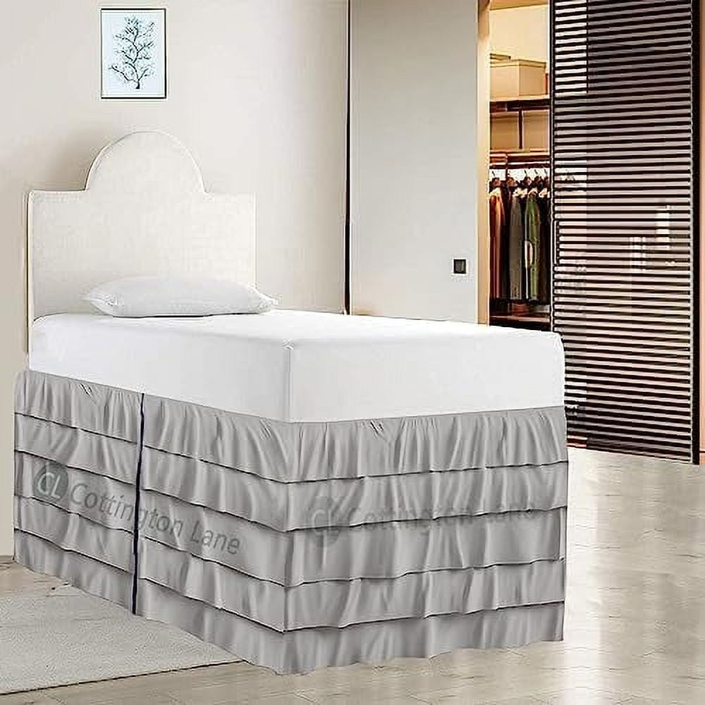Yfengbo Multi Ruffled Dorm Sized Bed Skirt Extra Long Dorm Room Bed