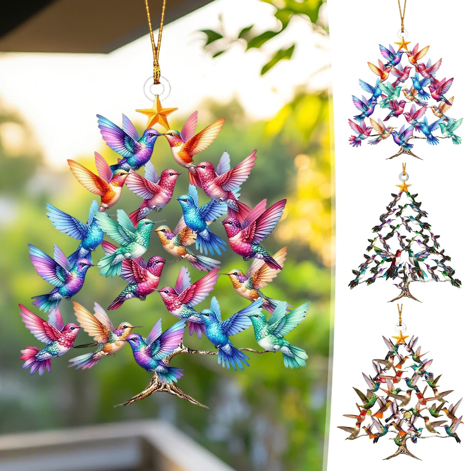 YFGEFTR Hummingbird Christmas Ornament Colorful Hummingbirds Christmas ...