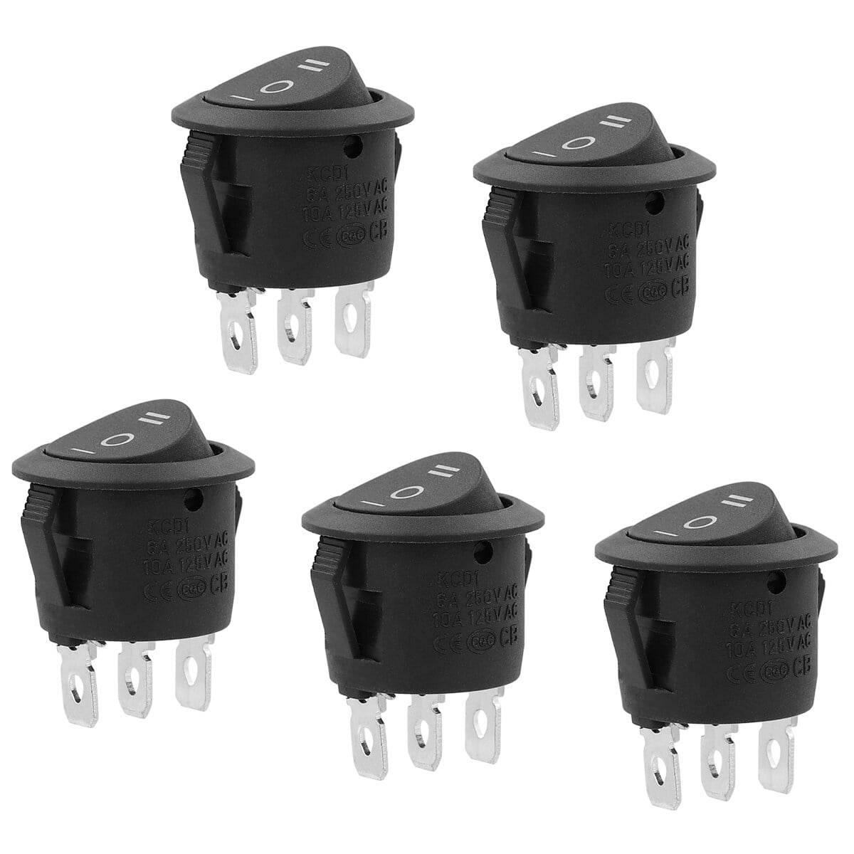 YFJQTZX 5 pc 3 Car Round Rocker Switches 23mm Single Pole Toggle Switch ...