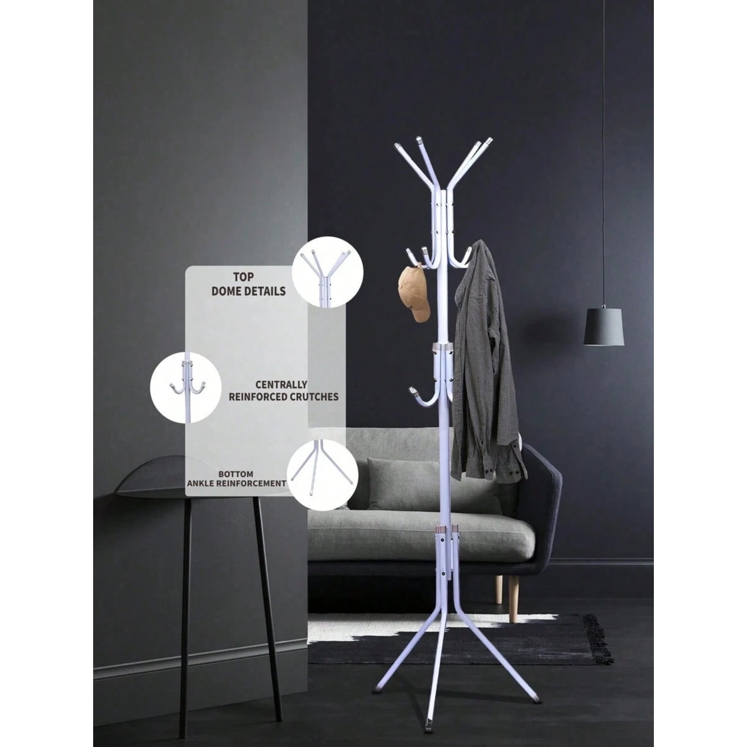 YFLXDMLYYSC 1 Piece Metal Coat Stand, With 12 Hooks, Entryway Standing ...