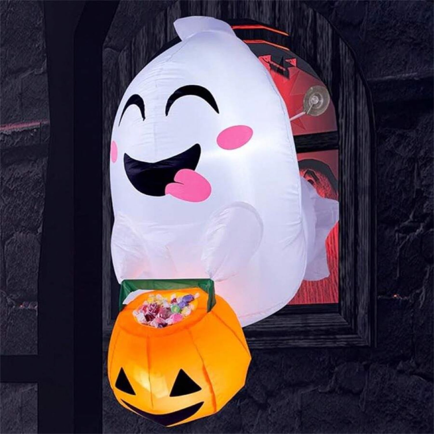 YFLXDMLYYSC 3.5 Ft Tall Halloween Inflatable Flying Ghost Broke Out From Window Inflatable Cute ...