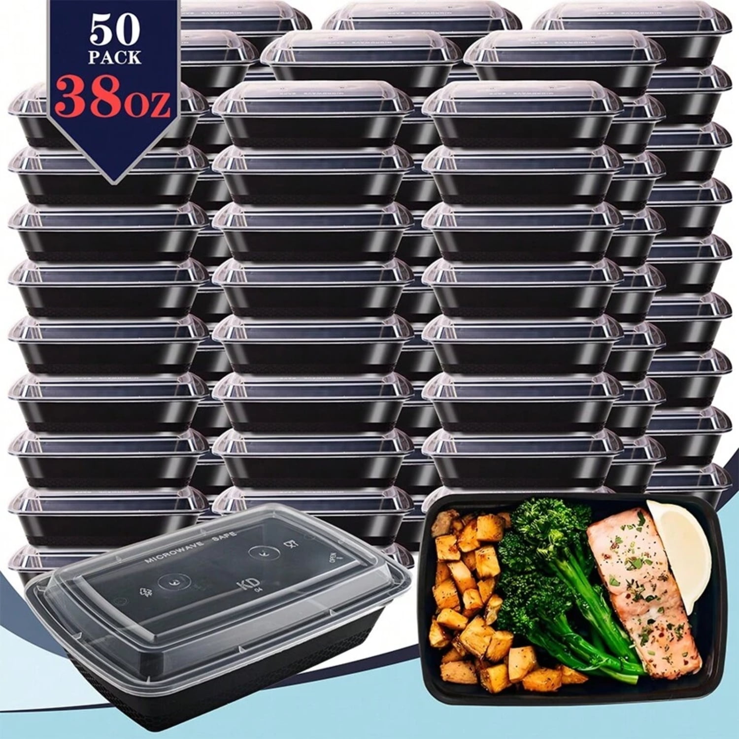 YFLXDMLYYSC 50-Pack Reusable Meal Prep Containers Microwave Safe Food ...